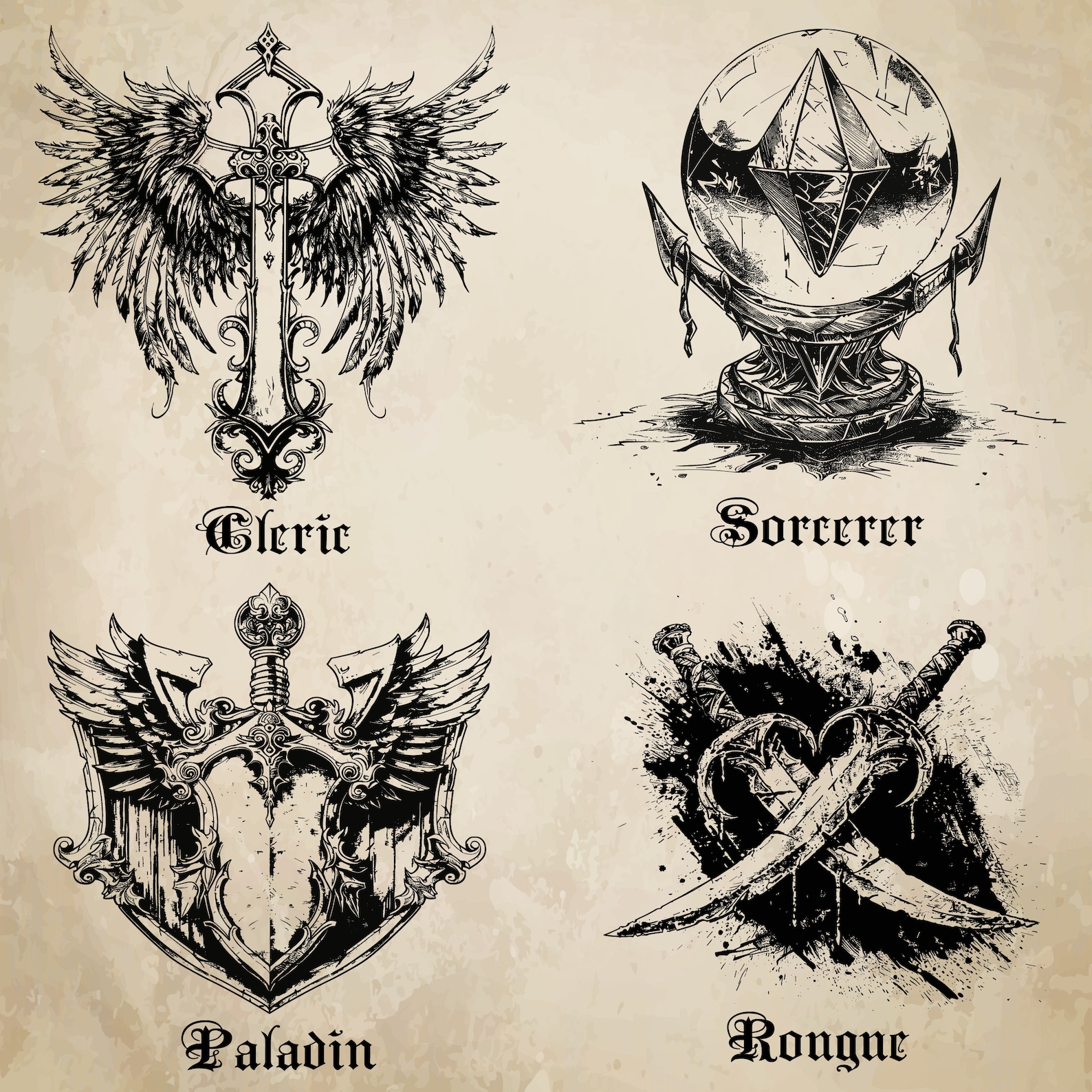 Dungeons and Dragons Class Logo Emblems | D&D Emblems | Logo | Png ...