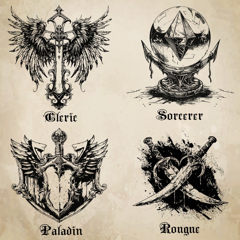Dungeons and Dragons Class Logo Emblems | D&D Emblems | Logo | Png ...