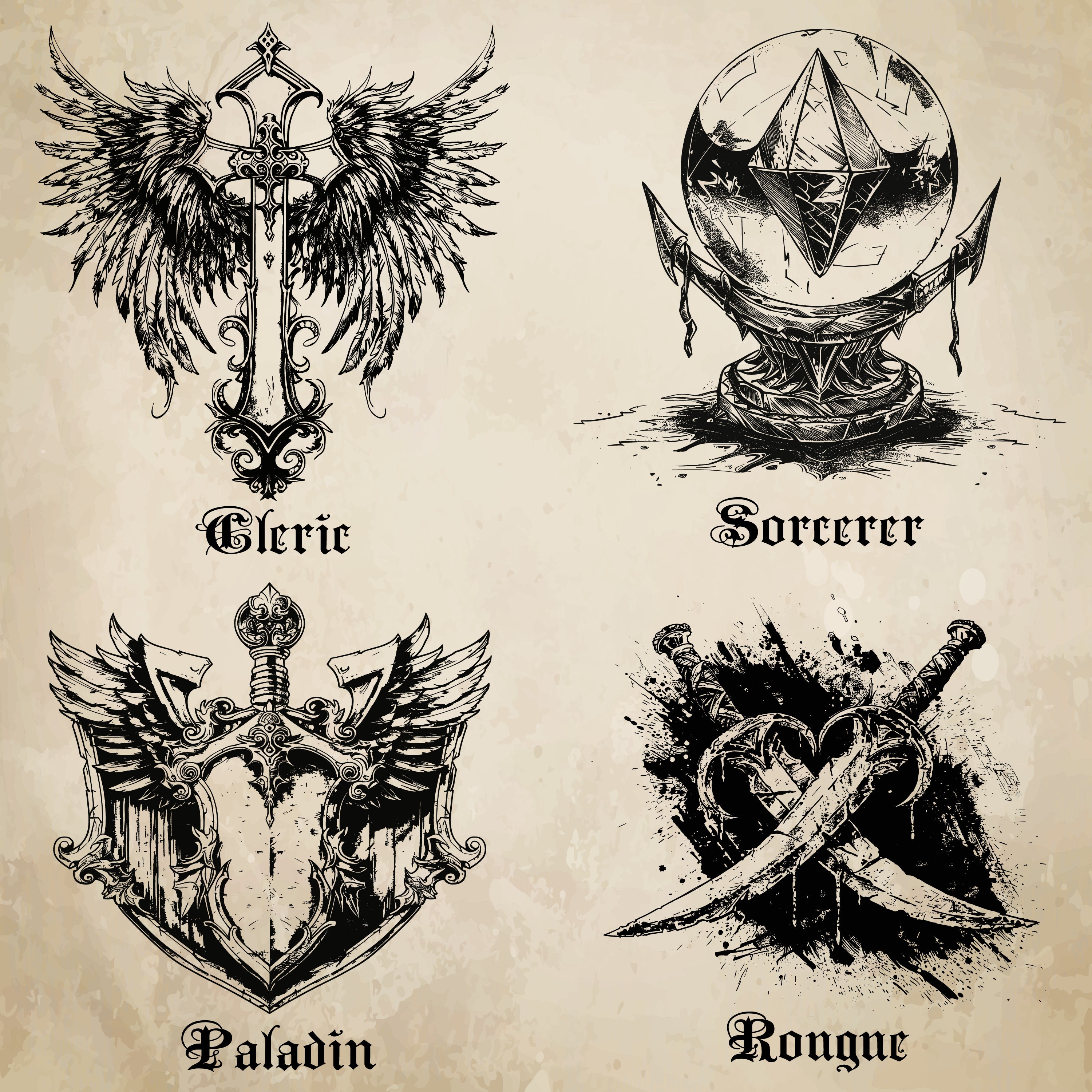 Dungeons and Dragons Class Logo Emblems | D&D Emblems | Logo | Png ...