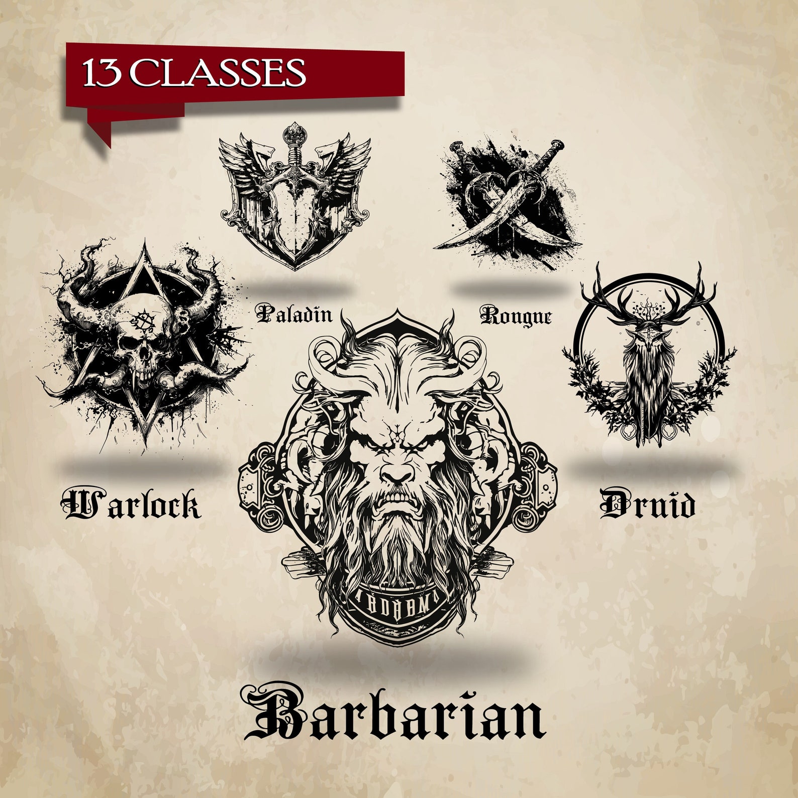 Dungeons and Dragons Class Logo Emblems | D&D Emblems | Logo | Png ...