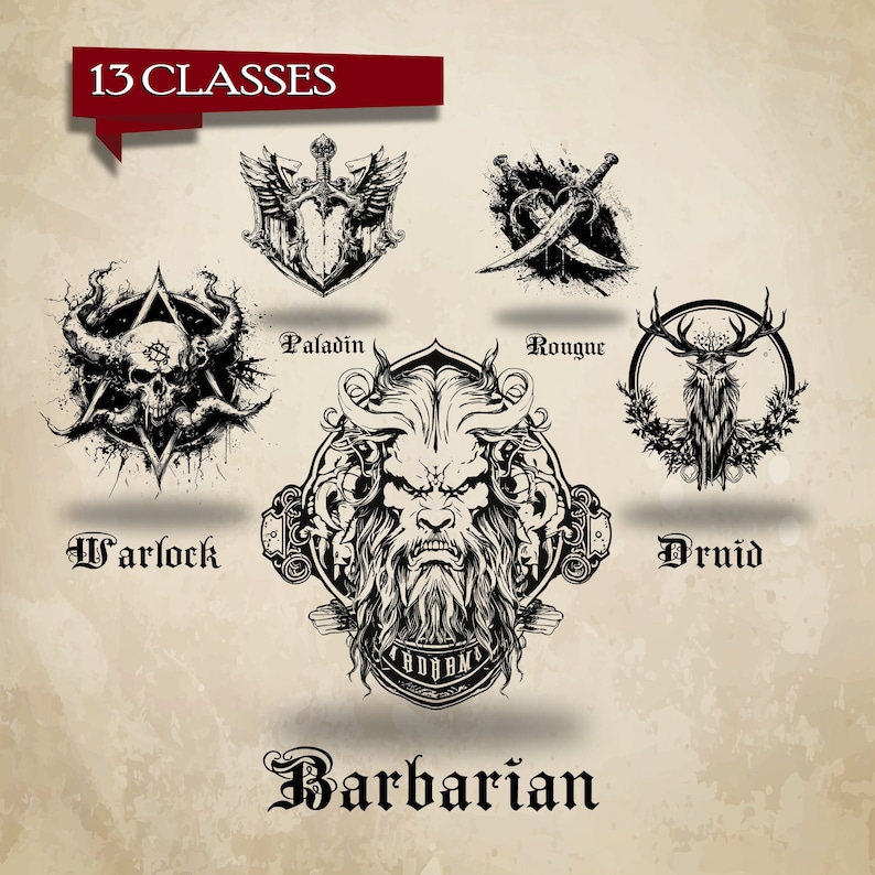 Dungeons and Dragons Class Logo Emblems | D&D Emblems | Logo | Png ...
