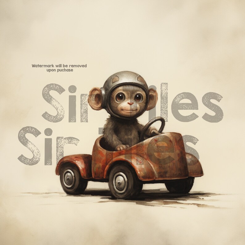 Monkey Digital Art Digital Download of Monkey Illustrations, for Bathroom Decor, Animal Print ...