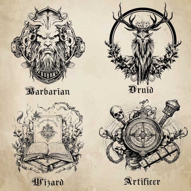 Dungeons and Dragons Class Logo Emblems | D&D Emblems | Logo | Png ...