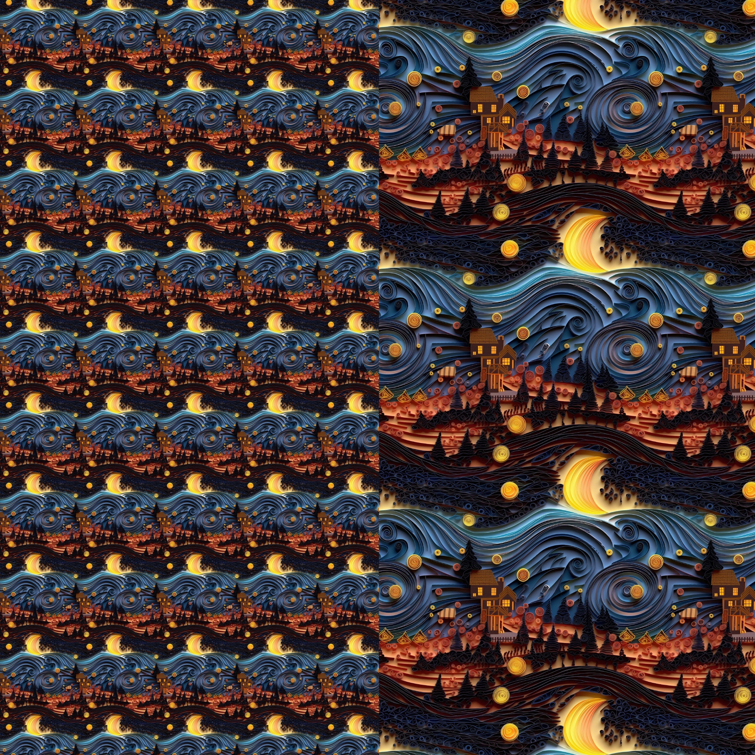 Van Gogh's Paper Quill Twist: Seamless Starry Night-inspired Images for ...