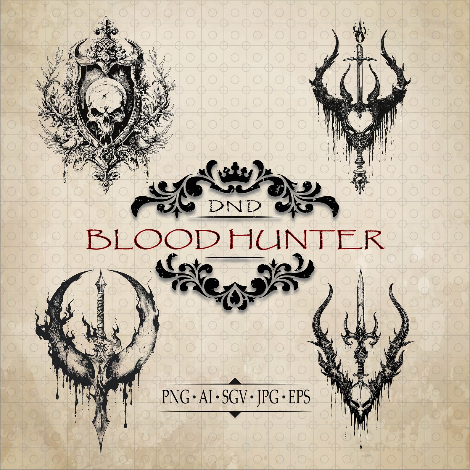 Dungeons and Dragons Blood Hunter Logo Emblems | D&D Emblems | Logo ...