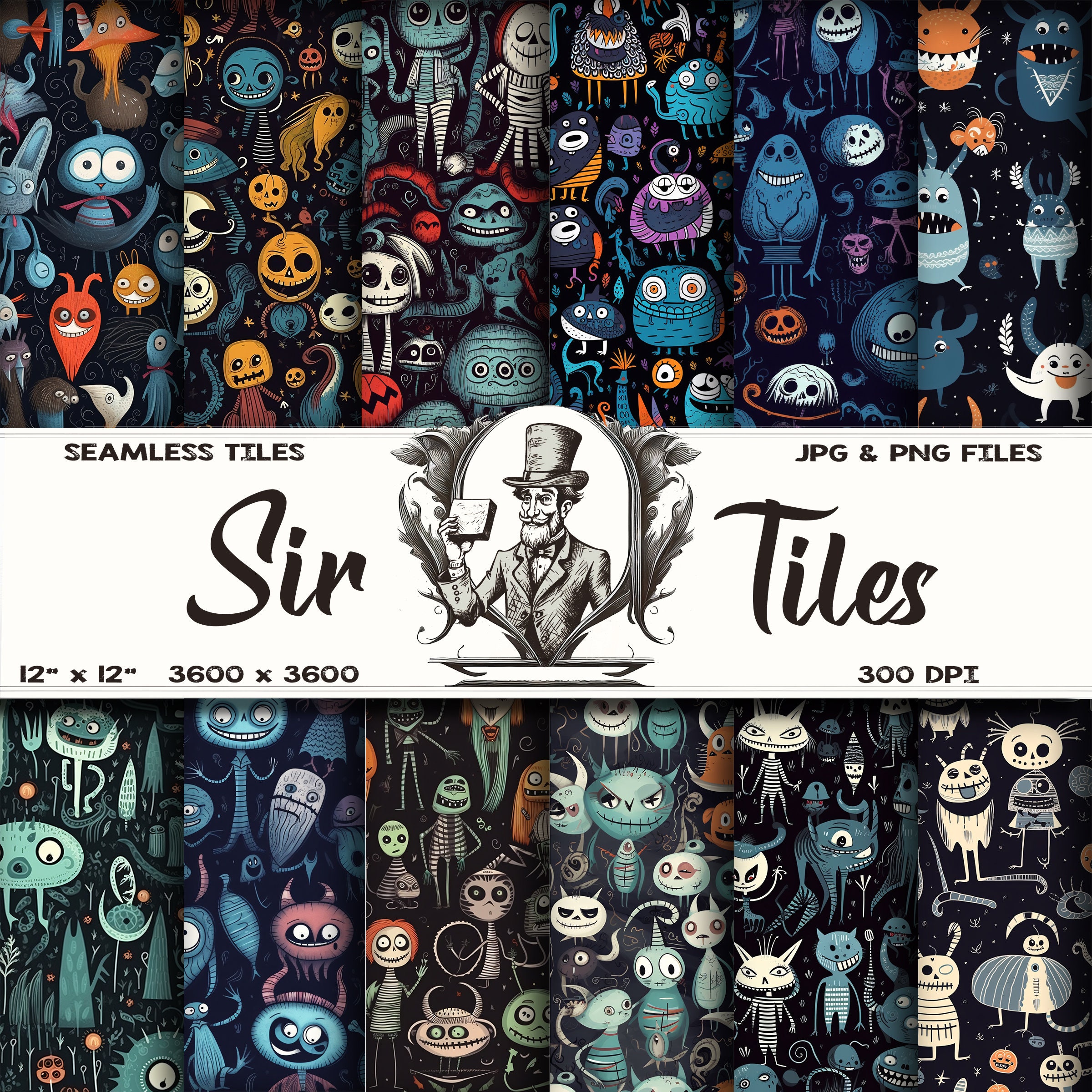 Seamless Whimsical and Spooky Patterns: 24 Seamless Patterns Inspired ...
