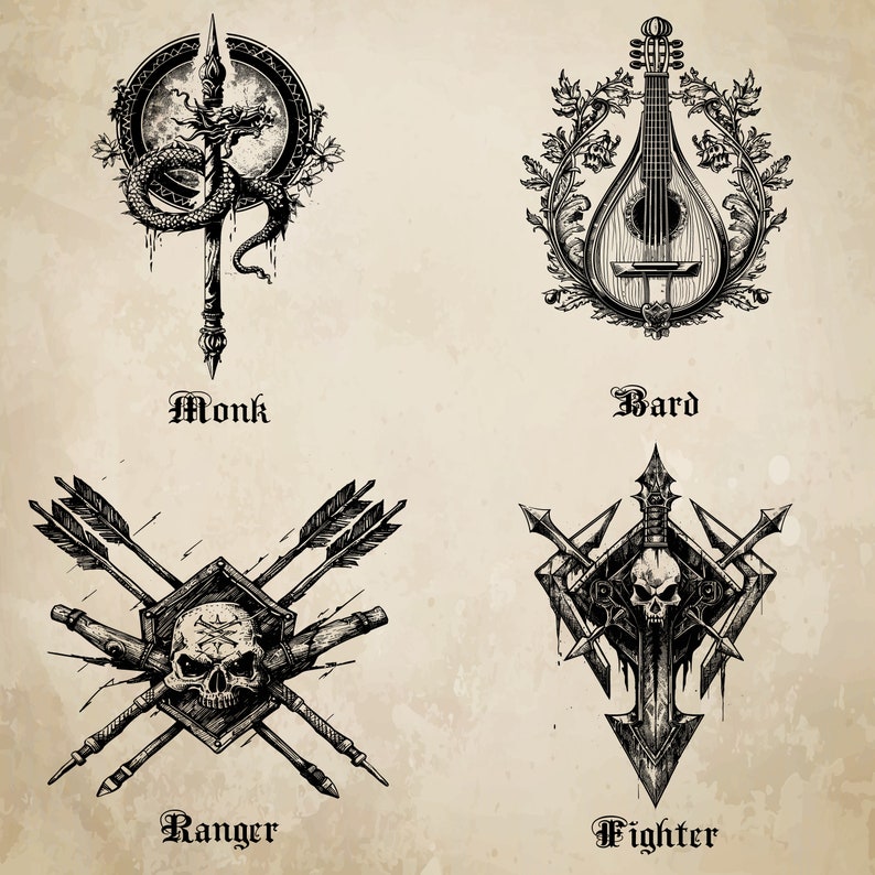 Dungeons and Dragons Class Logo Emblems | D&D Emblems | Logo | Png ...