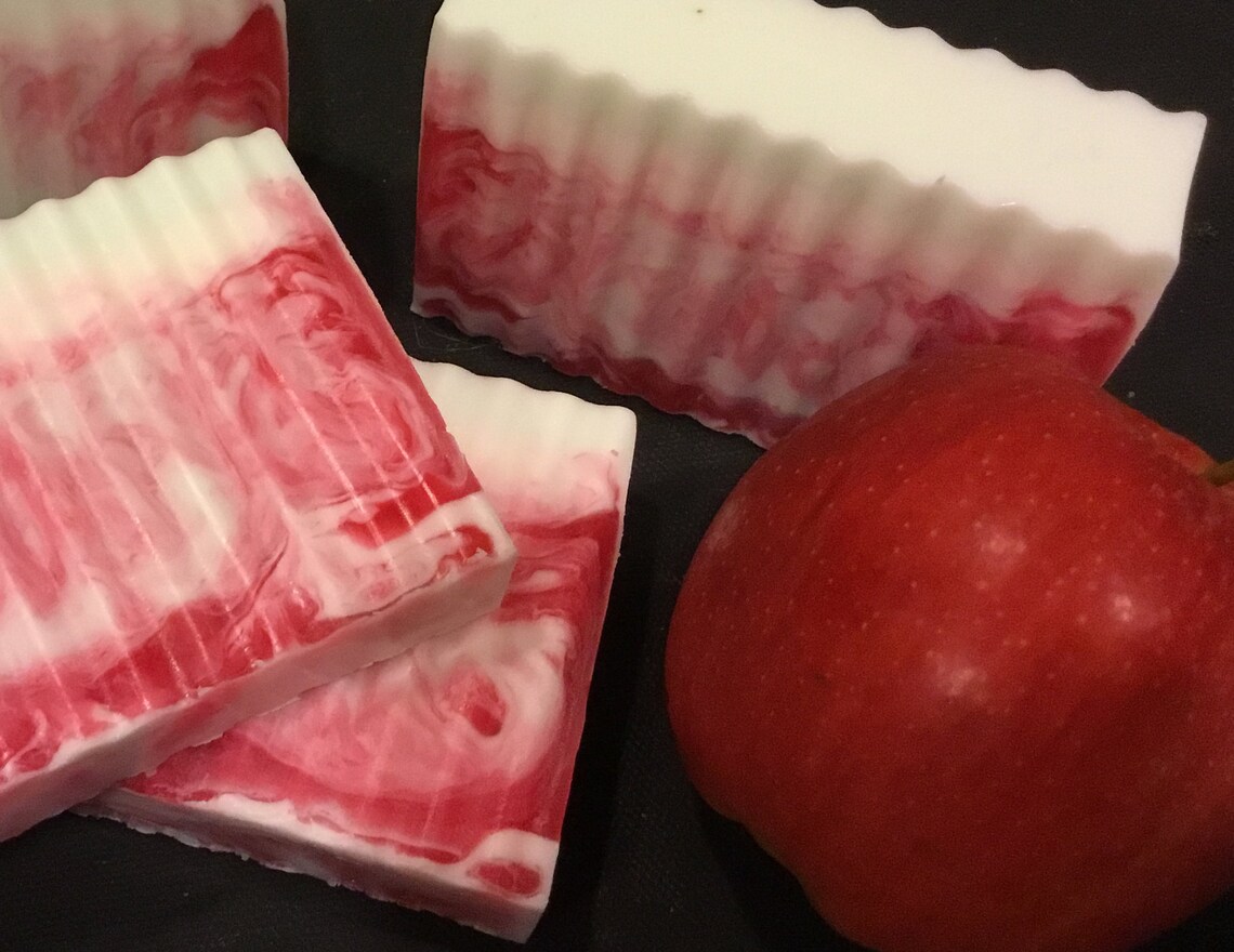 ALOE INFUSED APPLE Slice, Homemade Soap, Apple Soap, Red Soap, Homemade ...