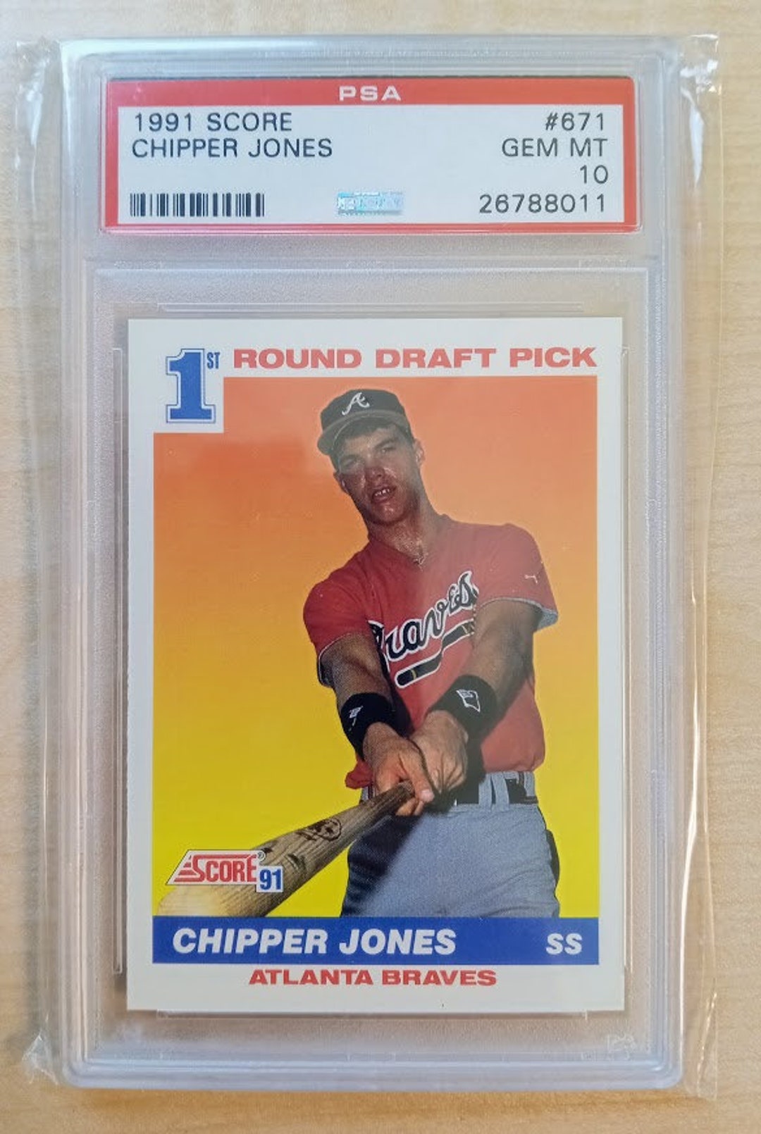 Chipper Jones Baseball Card | 1991 Score #671 Rookie Card | PSA Graded ...