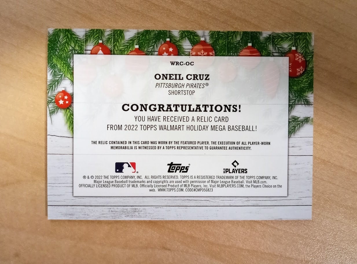 Oneil Cruz Relic Baseball Card | 2022 Topps Relic Rookie Card | Nm-mint ...