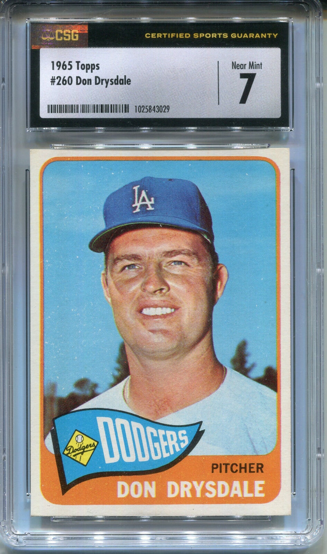 1965 Topps #260 Don Drysdale CSG 7 NM Los Angeles Dodgers - Etsy