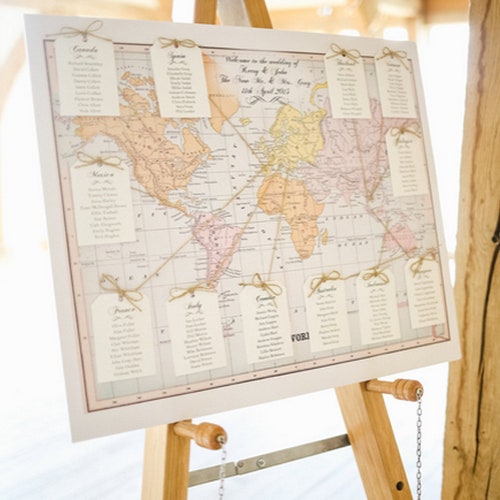 World Seating Chart Travel Theme Table Plan Map Seating - Etsy