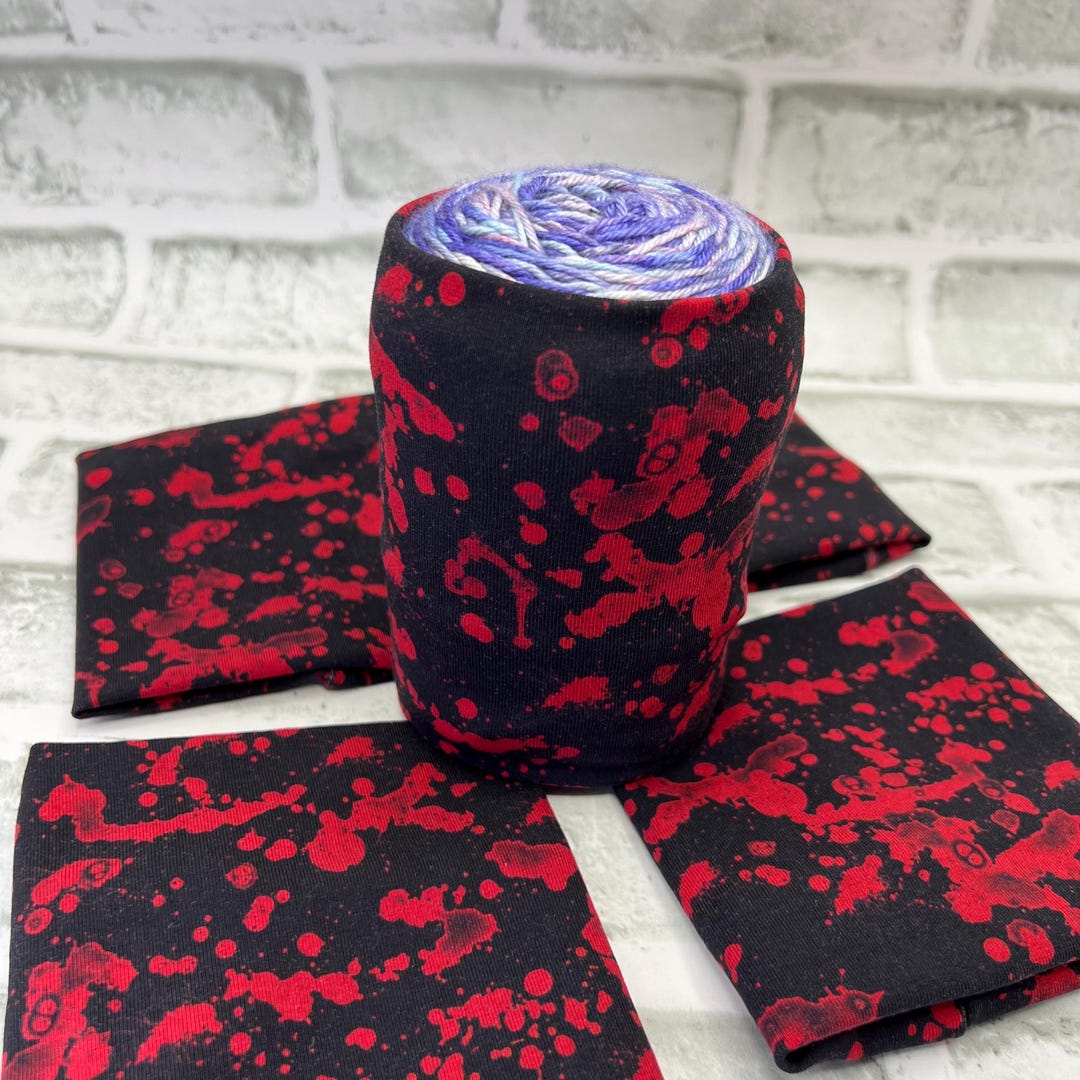 Splatter on Black Yarn Cozy, Bloody Yarn Cozy, Yarn Sleeve, Yarn Cozy ...