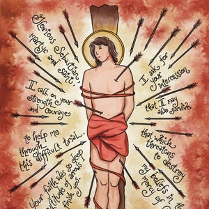 St Sebastian, Patron Saint of Athletes and Archers; Personalized ...