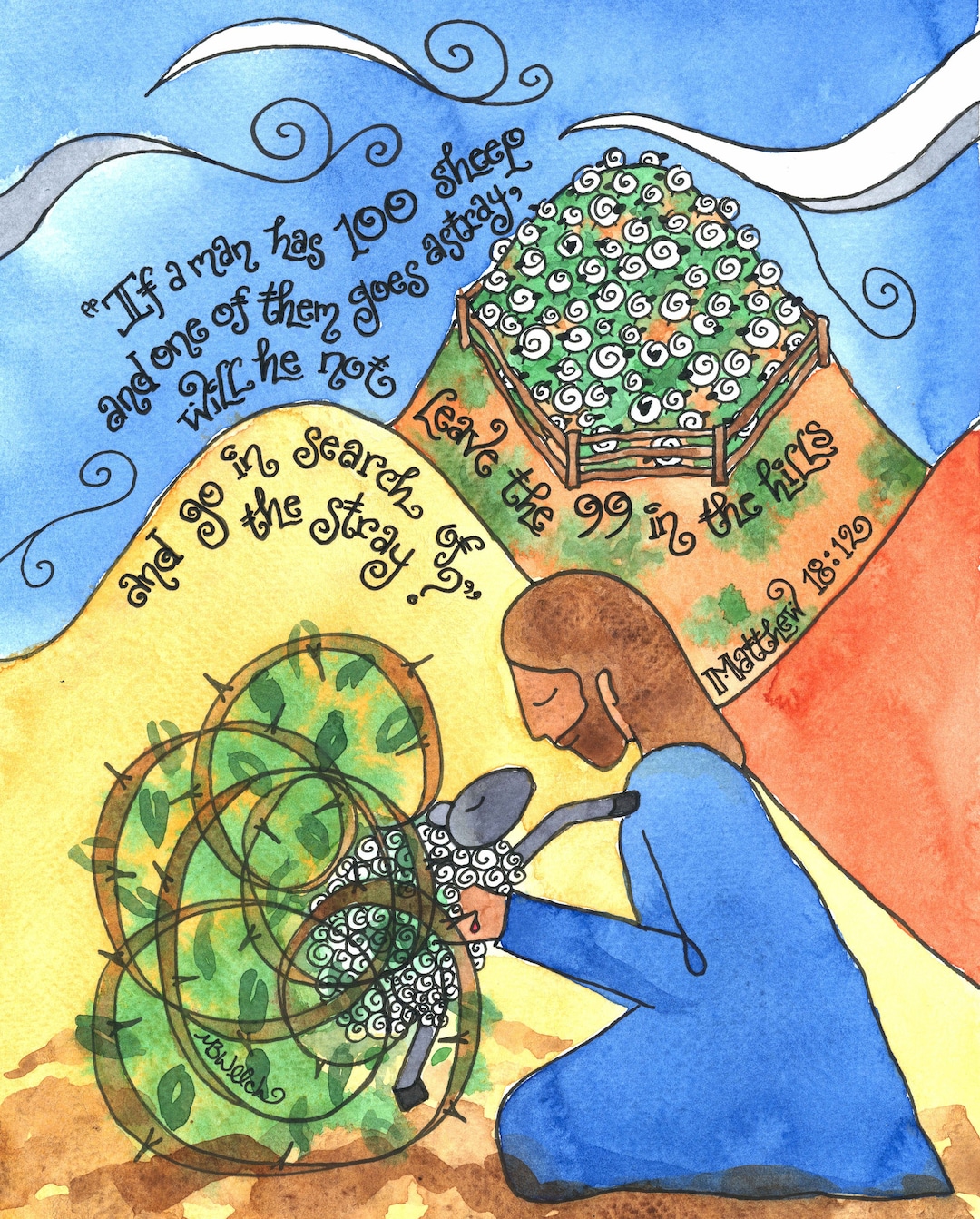 Good Shepherd and Lost Sheep; Personalized Gift for First Communion ...