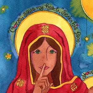 Our Lady of Silence Watercolor, Personalized Gift; "seek His Face ...