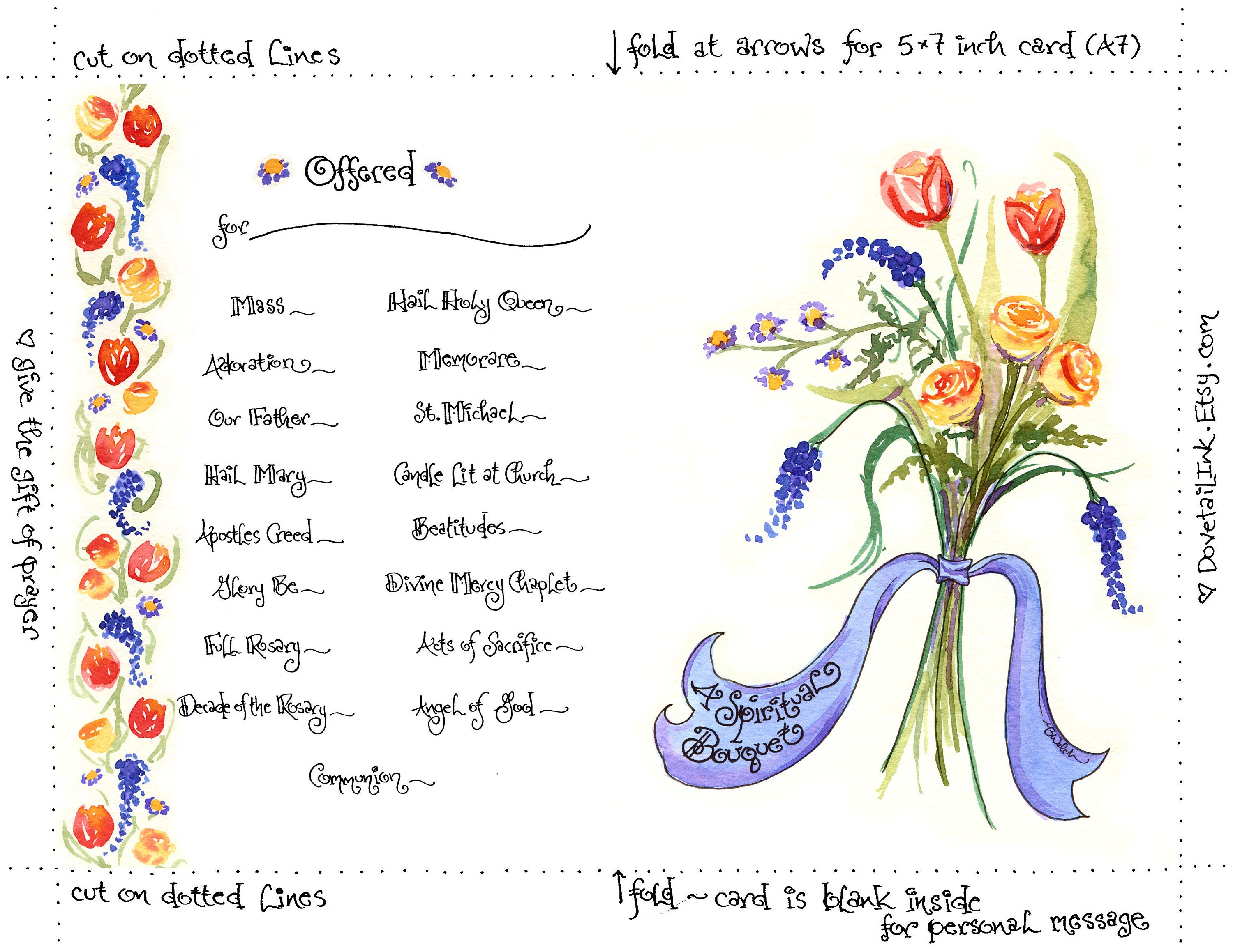 Spiritual Bouquet PRINTABLE Card Catholic Gift From Group | Etsy