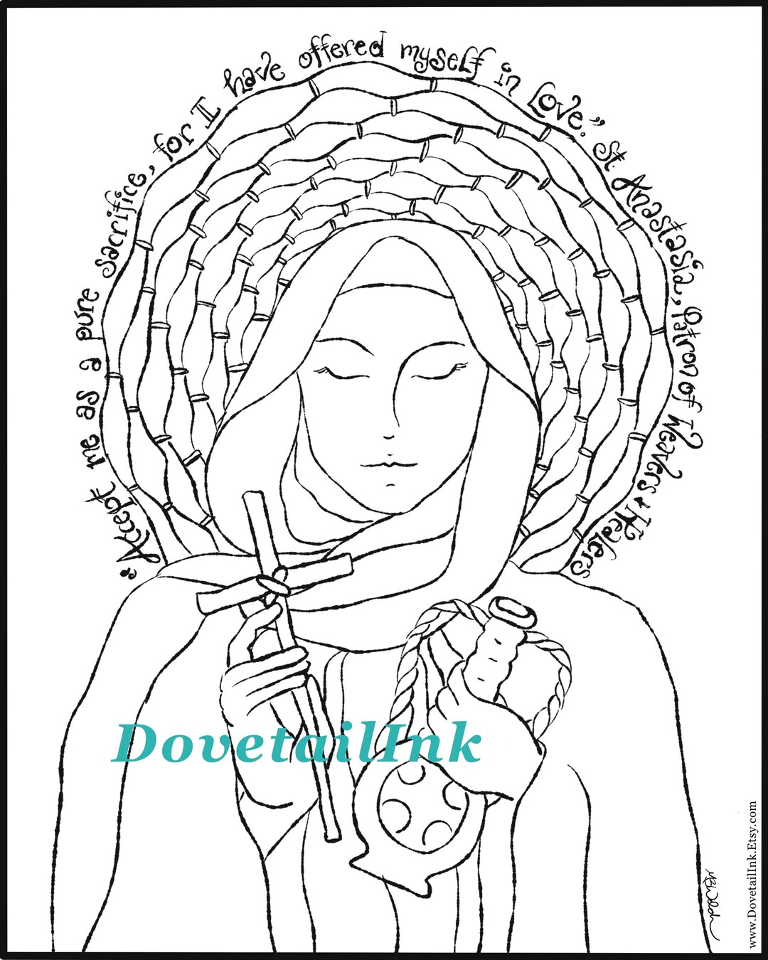 Printable Saint Anastasia Coloring Page, Patron Saint of Weavers and ...