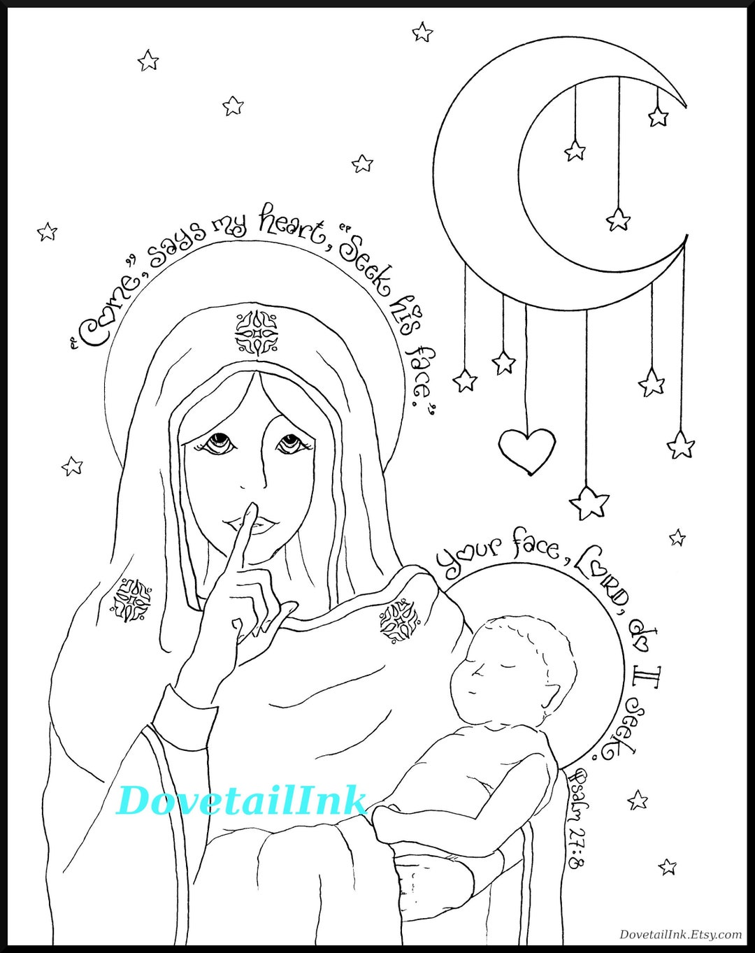 Printable Our Lady of Silence "seek His Face" - Catholic Coloring Page ...
