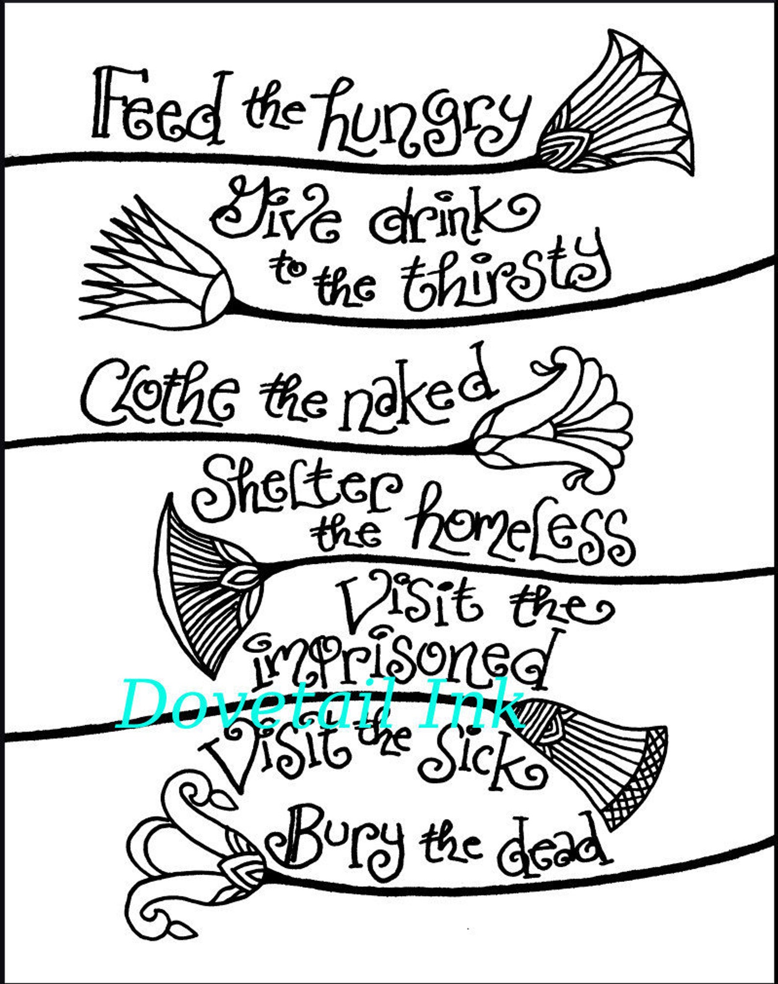 Printable Set of 2 Works of Mercy Coloring Pages for All Ages - Etsy