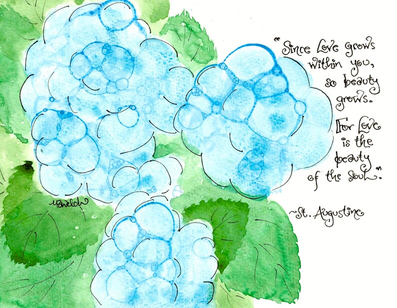 Hydrangea Notecards With Mothering Saint Quotes Christmas | Etsy