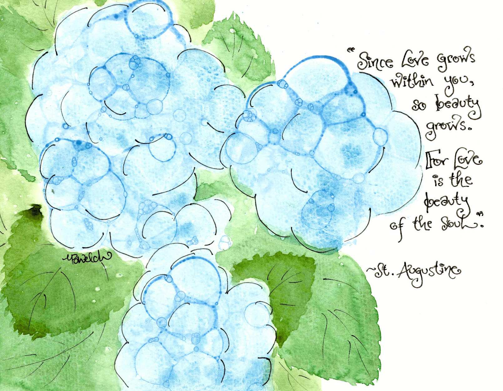 Hydrangea Notecards With Mothering Saint Quotes Christmas | Etsy