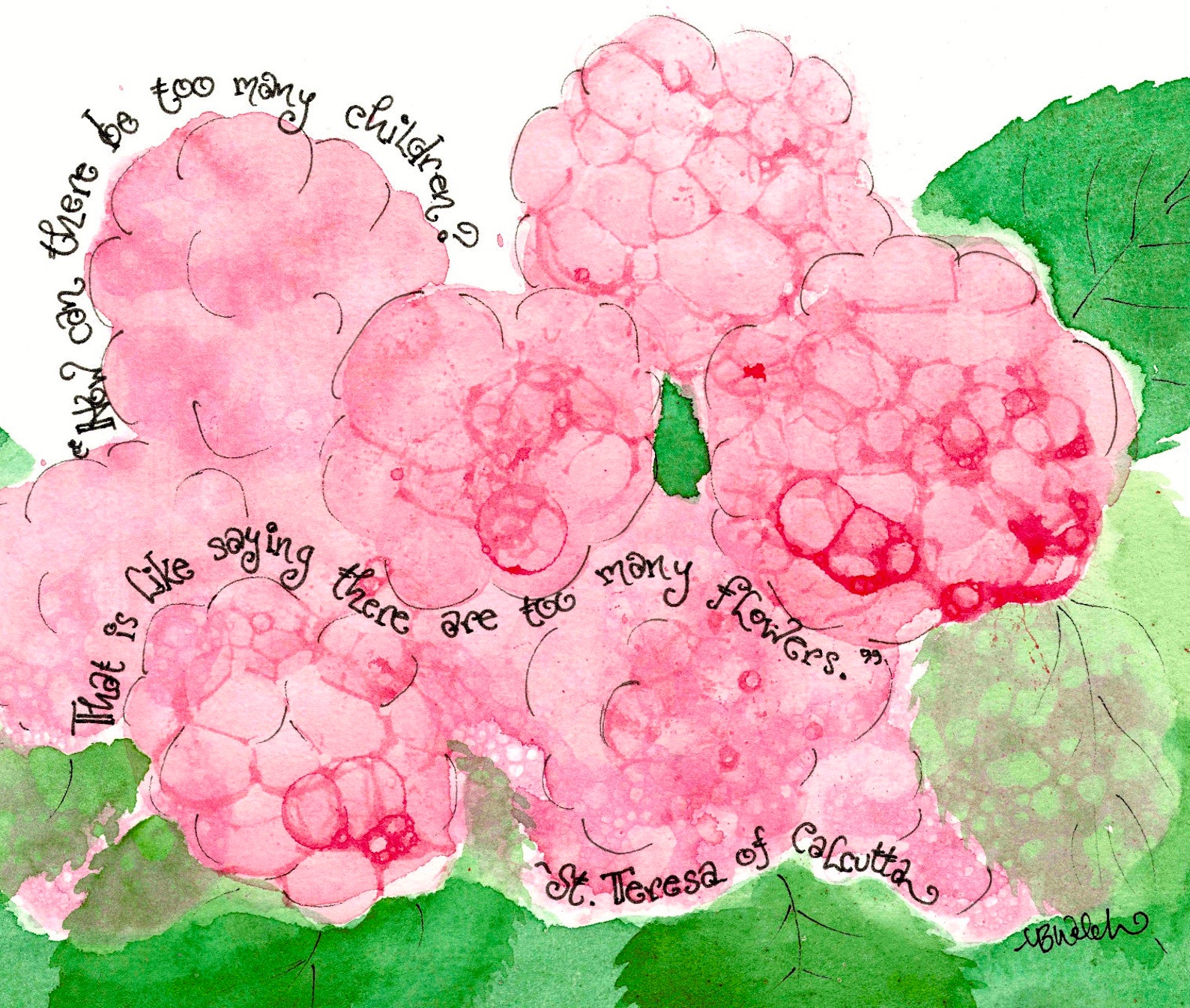 Hydrangea Notecards With Mothering Saint Quotes Christmas | Etsy