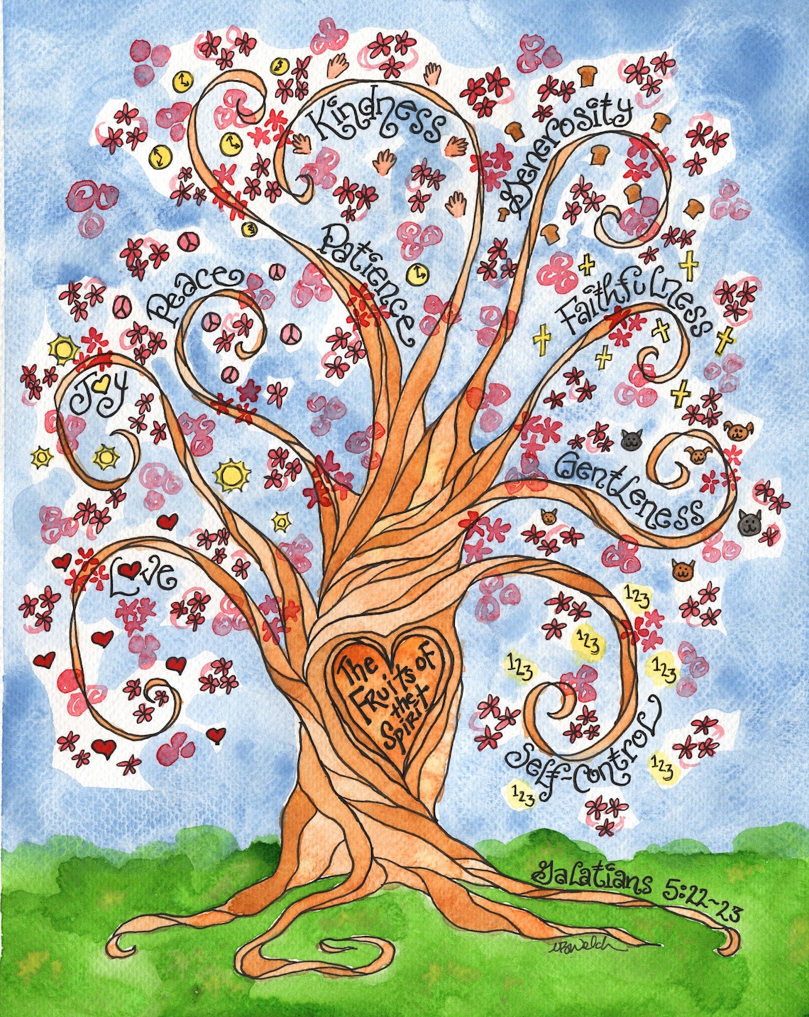 Fruit of the Spirit Tree Scripture Art Based on Galatians 5 ...