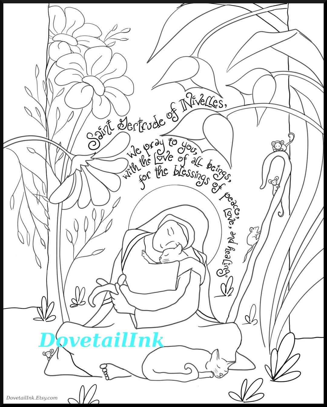 Printable Saint Gertrude of Nivelles Catholic Coloring Page for All ...