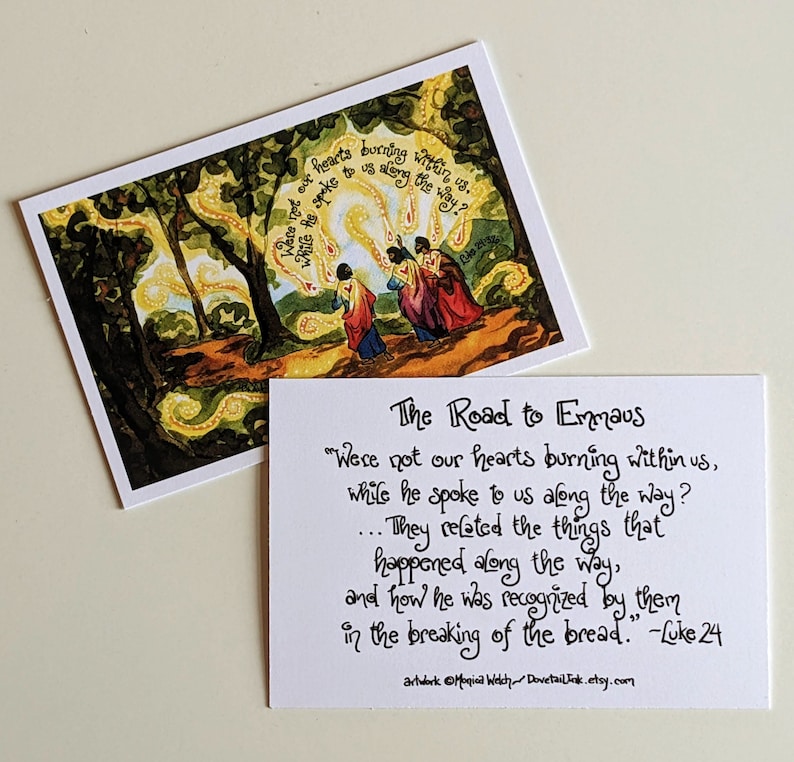 Road to Emmaus Scripture Art, "hearts Burning Within Us," Retreat Gift ...