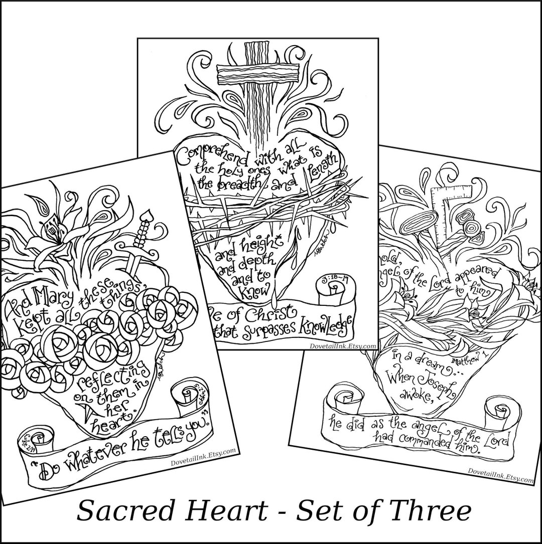 Sacred Heart, Immaculate Heart, and Chaste Heart - Set of 3 Printable ...