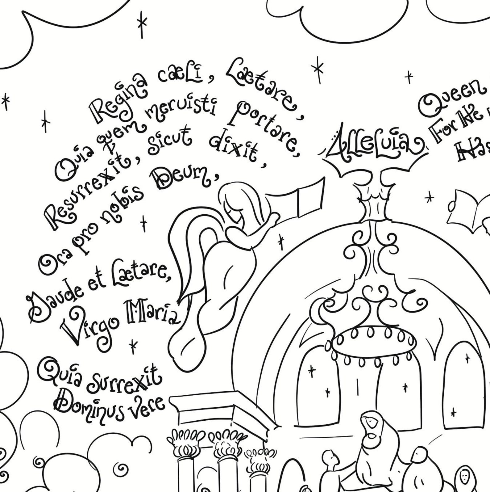 Printable Regina Caeli Catholic Coloring Page; Queen of Heaven; All ...