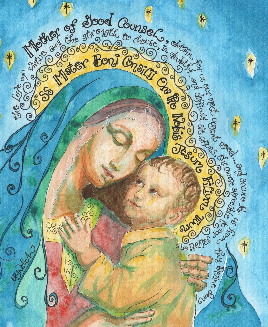 Our Lady of Good Counsel Watercolor, Catholic Art Print With ...