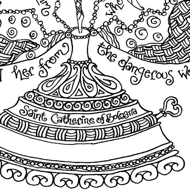 Printable Saint Catherine of Bologna Coloring Page Patron | Etsy
