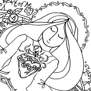 Holy Family Coloring Page for All Ages With Sacred Heart, Immaculate ...