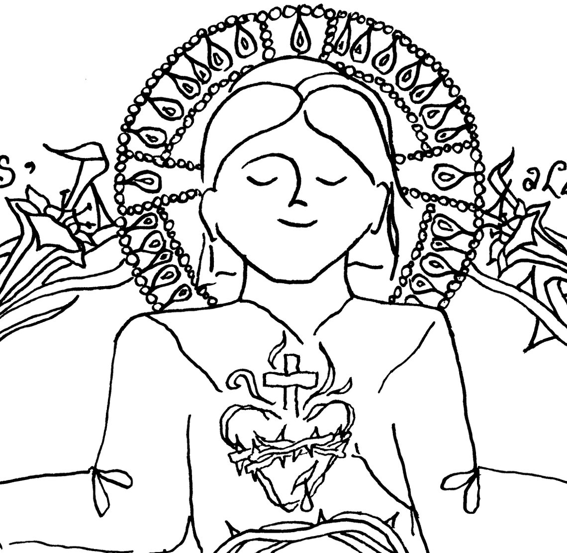 Holy Family Coloring Page for All Ages With Sacred Heart - Etsy
