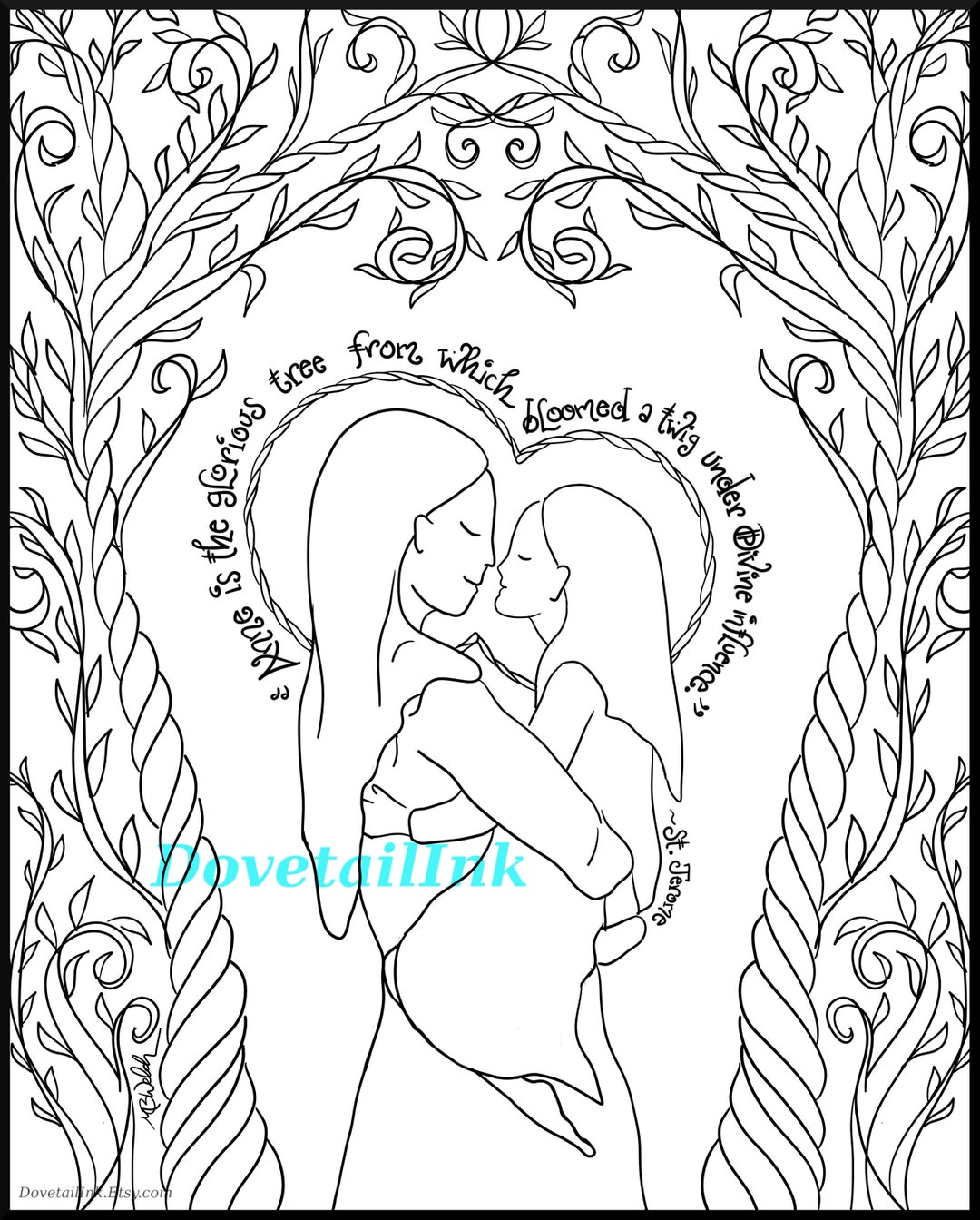 St Anne Coloring Page Printable - Patron Saint of Mothers, Grandmothers ...