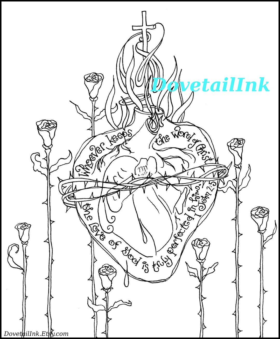 Printable Sacred Heart Coloring Page for Girls, Catholic, for ALL Ages ...