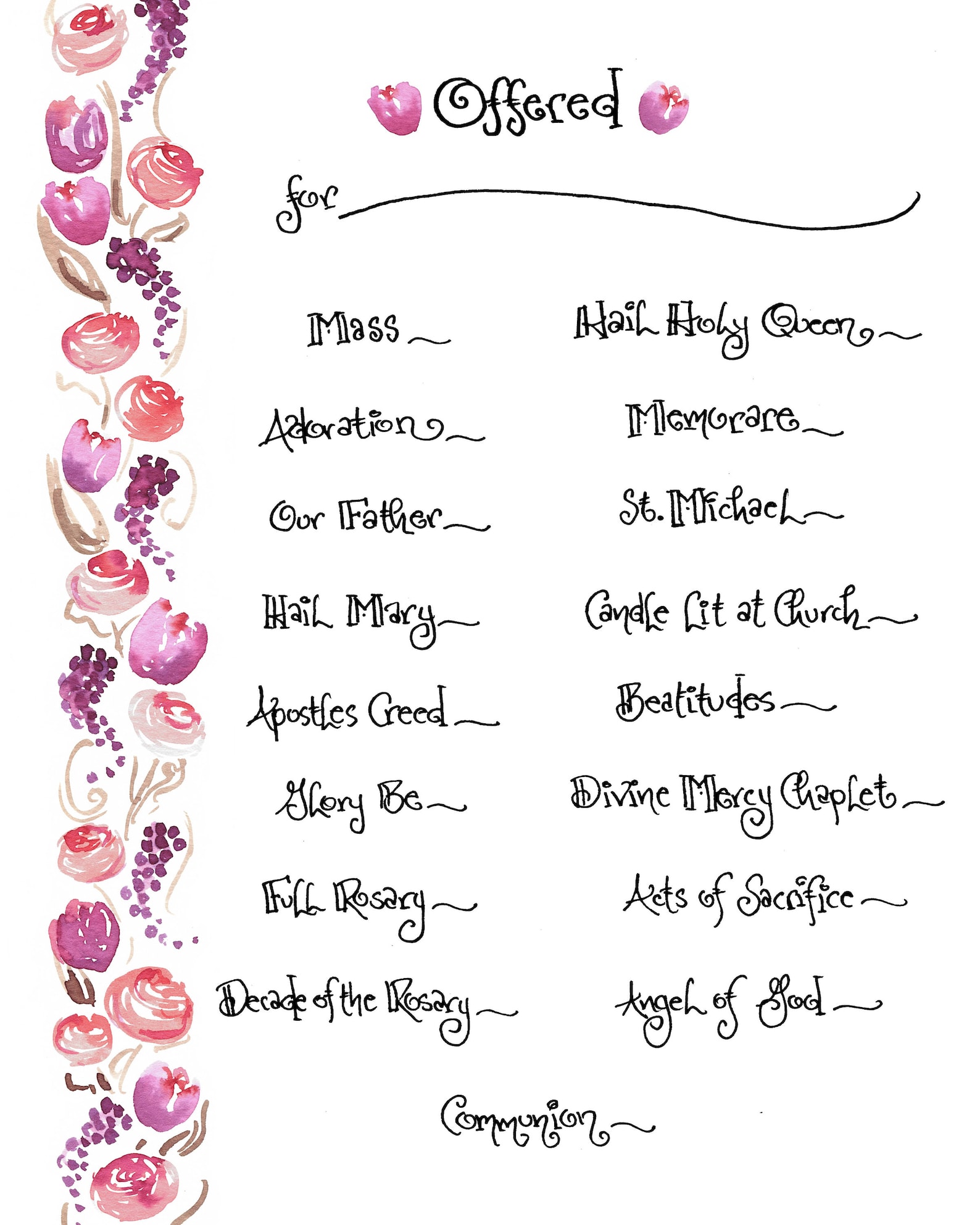 Spiritual Bouquet PRINTABLE Card Catholic Gift From Group | Etsy