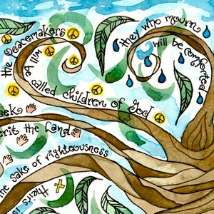 Beatitudes Tree Scripture Art, Personalized Gift; Matthew 5 3-10 ...