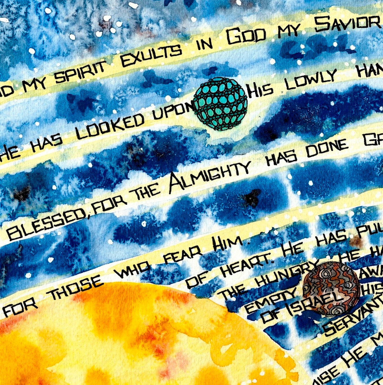 Magnificat Prayer Art With Solar System Watercolor; Personalized ...