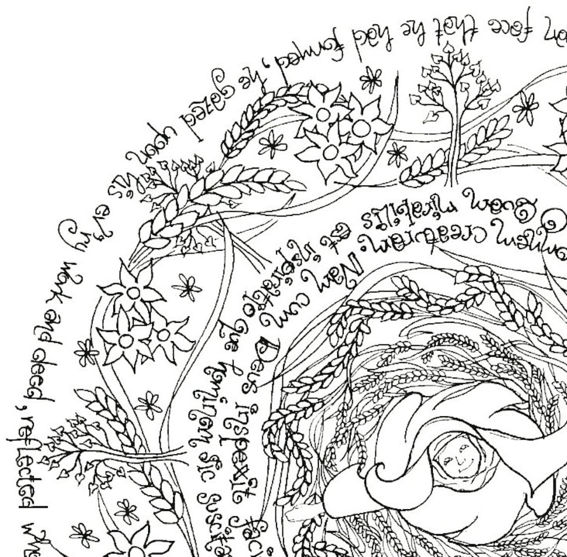 Printable St. Hildegard Coloring Page for Adults or Kids, Catholic Art ...