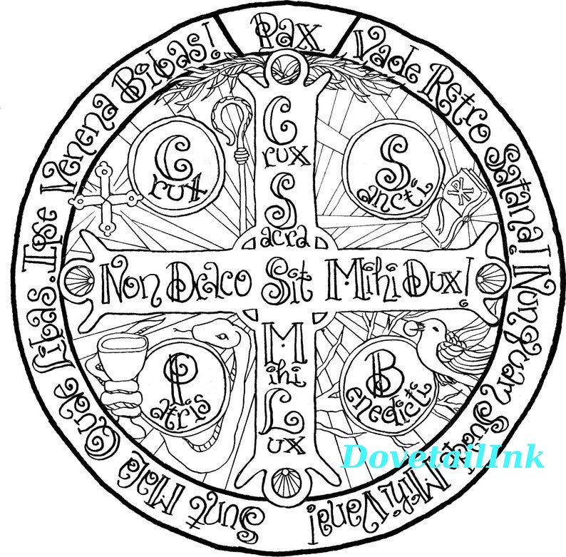 Printable Saint Benedict's Medal Catholic Coloring Page - Etsy