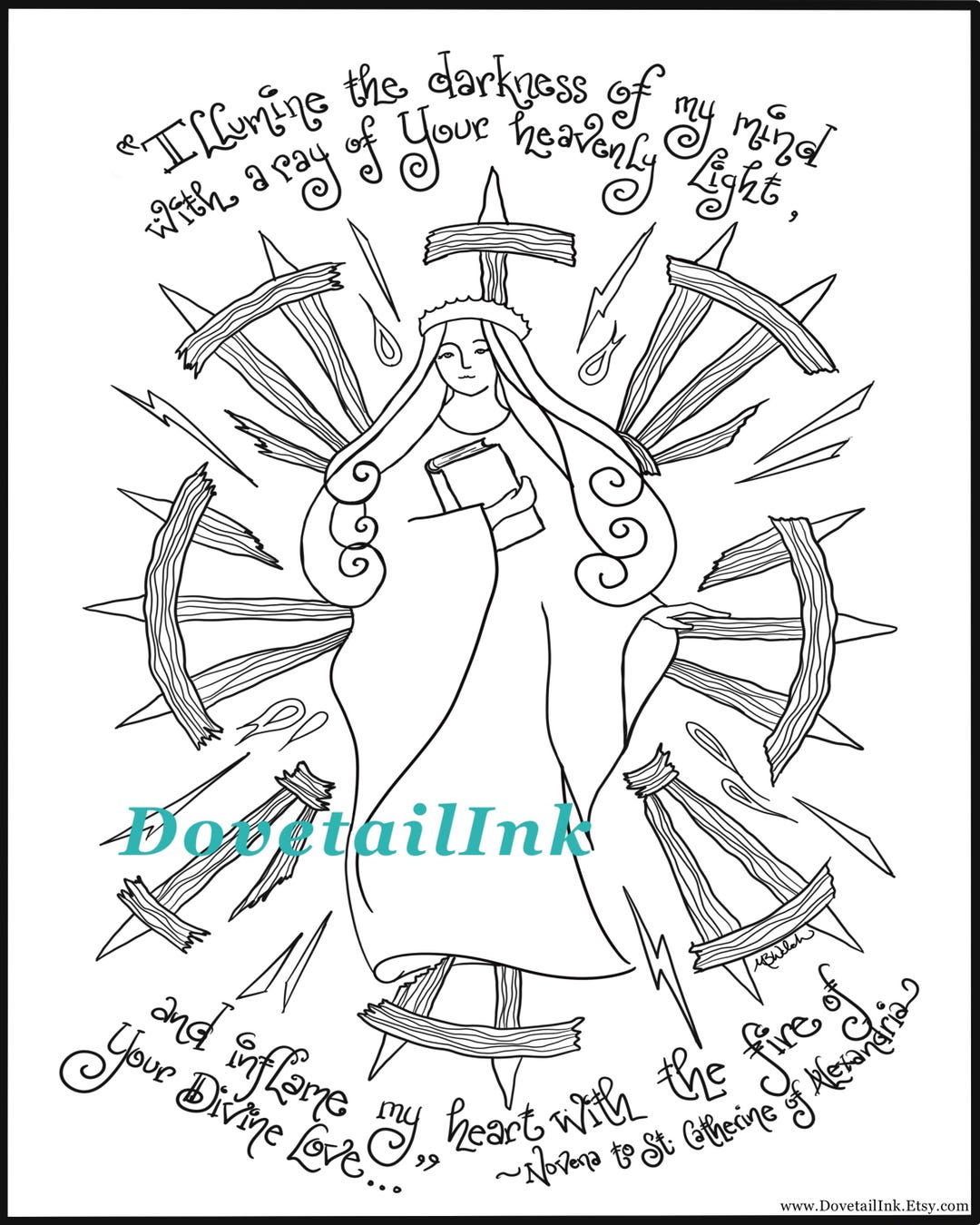 Saint Catherine of Alexandria, PRINTABLE Coloring Page; Patron Saint of ...