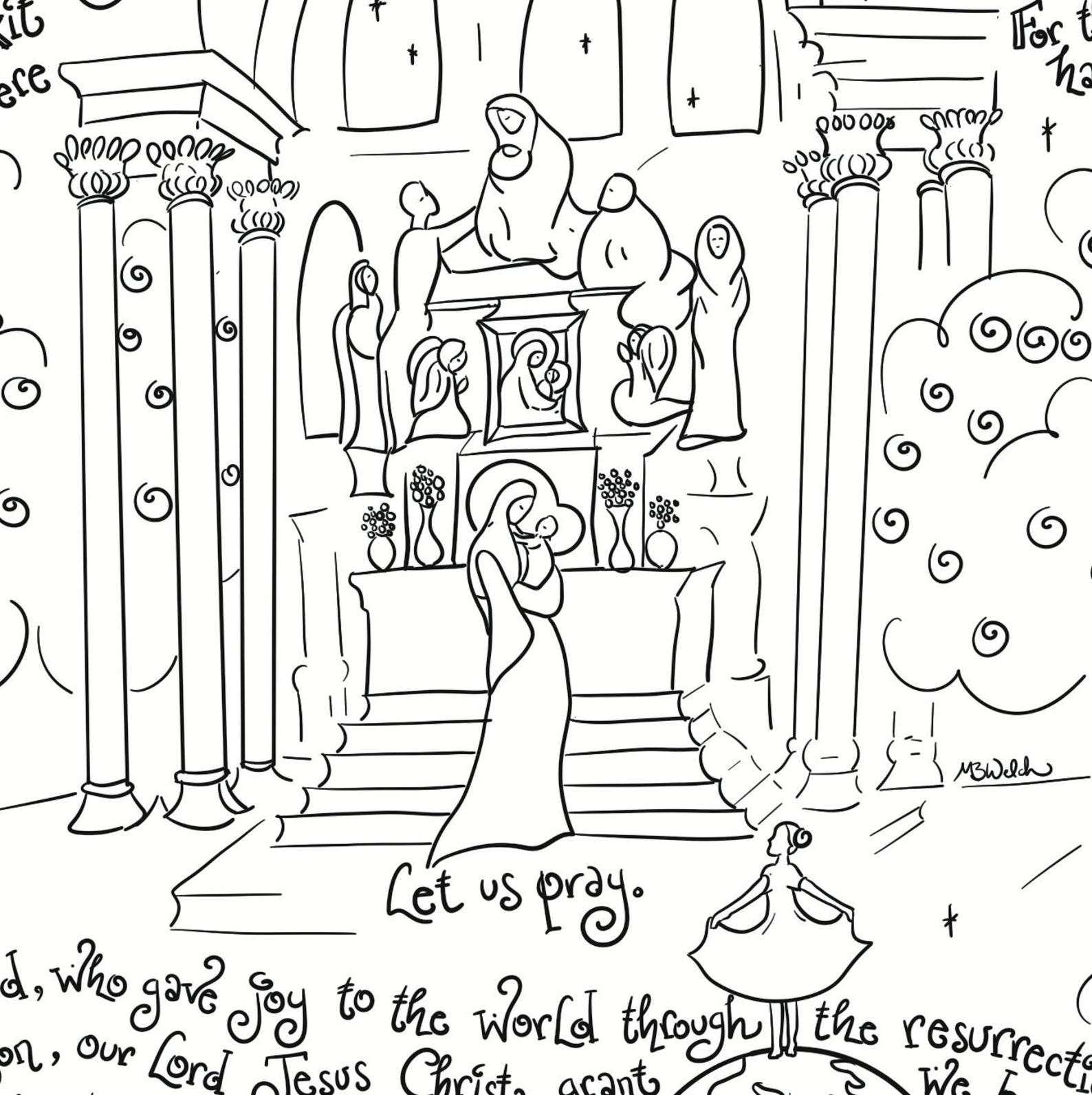 Printable Regina Caeli Catholic Coloring Page; Queen of Heaven; All ...