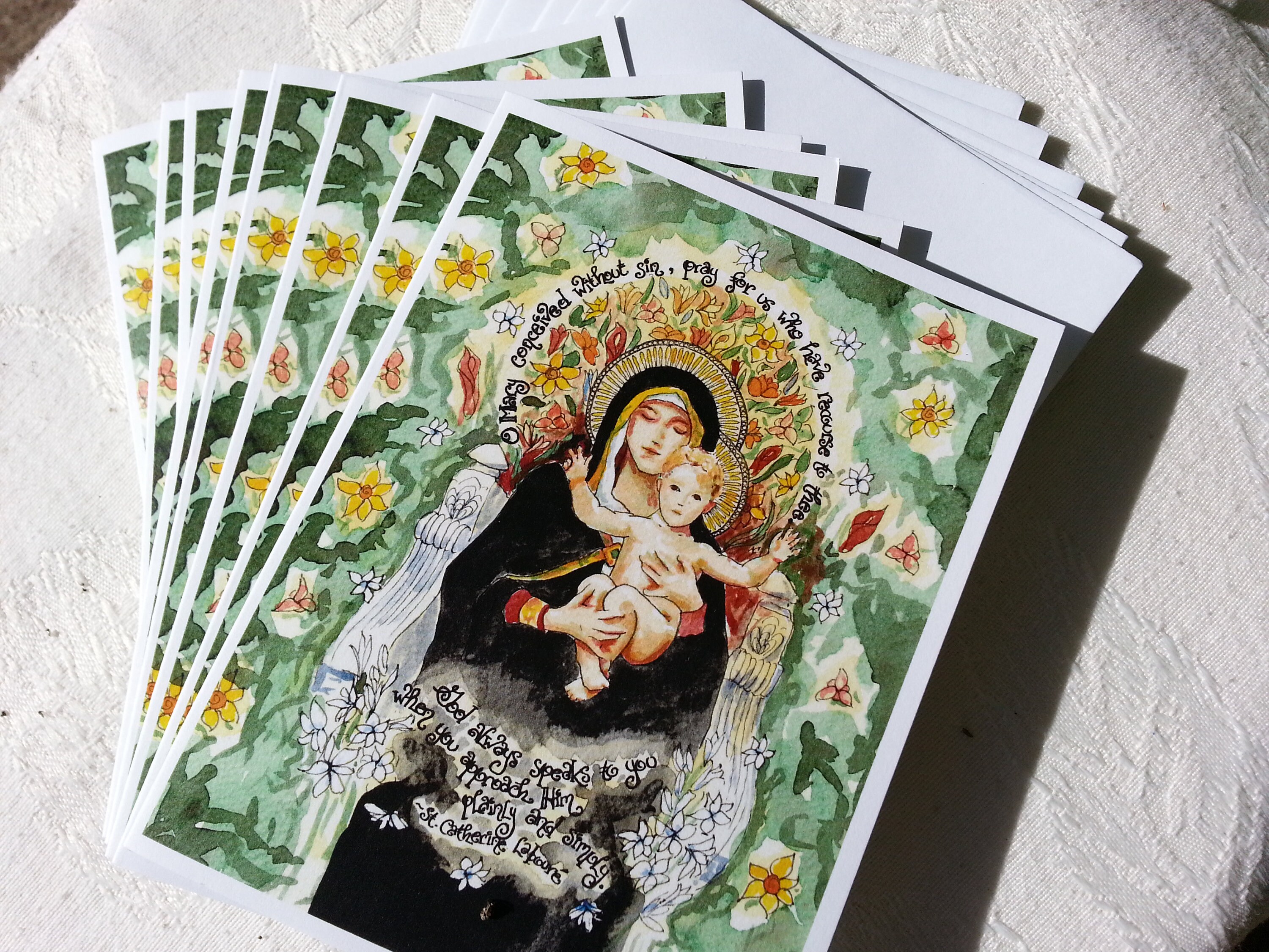 Our Lady of the Lilies Watercolor Catholic Art Print With | Etsy