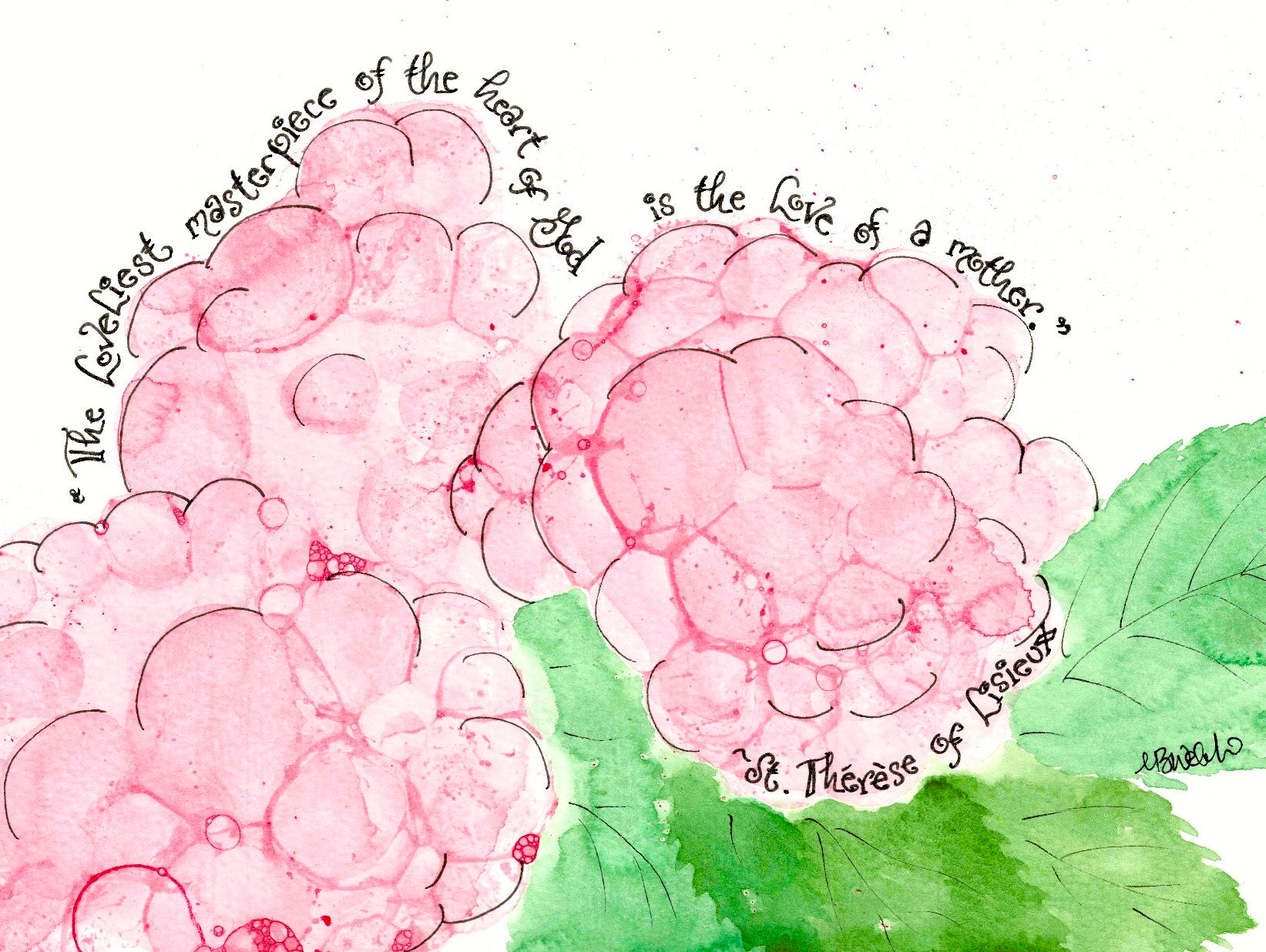 Hydrangea Notecards With Mothering Saint Quotes Christmas | Etsy