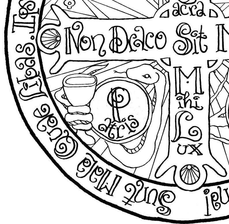 Printable Saint Benedict's Medal Catholic Coloring Page | Etsy