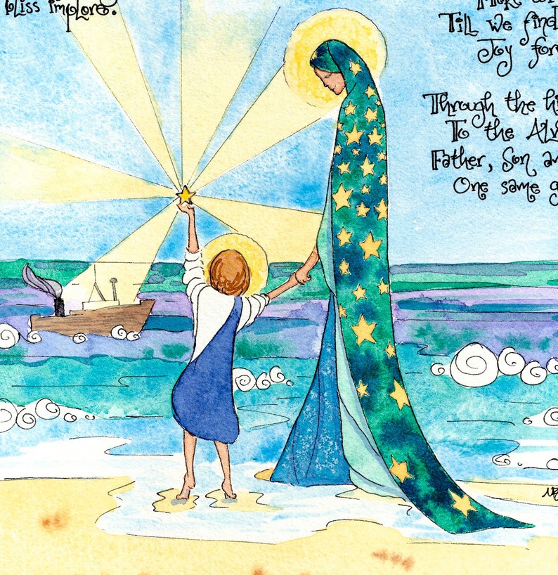 Mary Star of the Sea Ave Maris Stella Catholic Prayer Print - Etsy