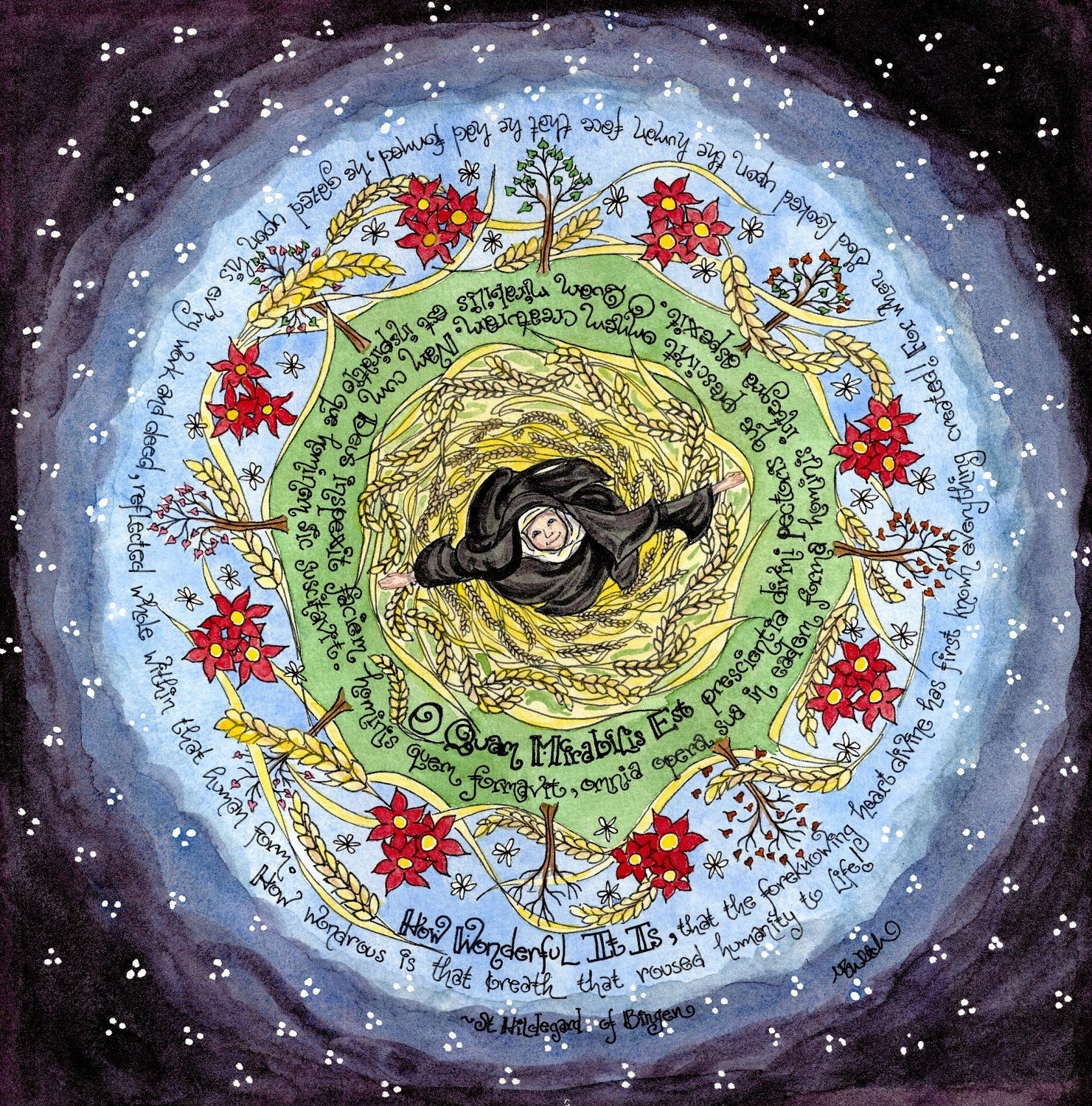 St Hildegard of Bingen Art Print With Spelt Field Nature - Etsy Singapore